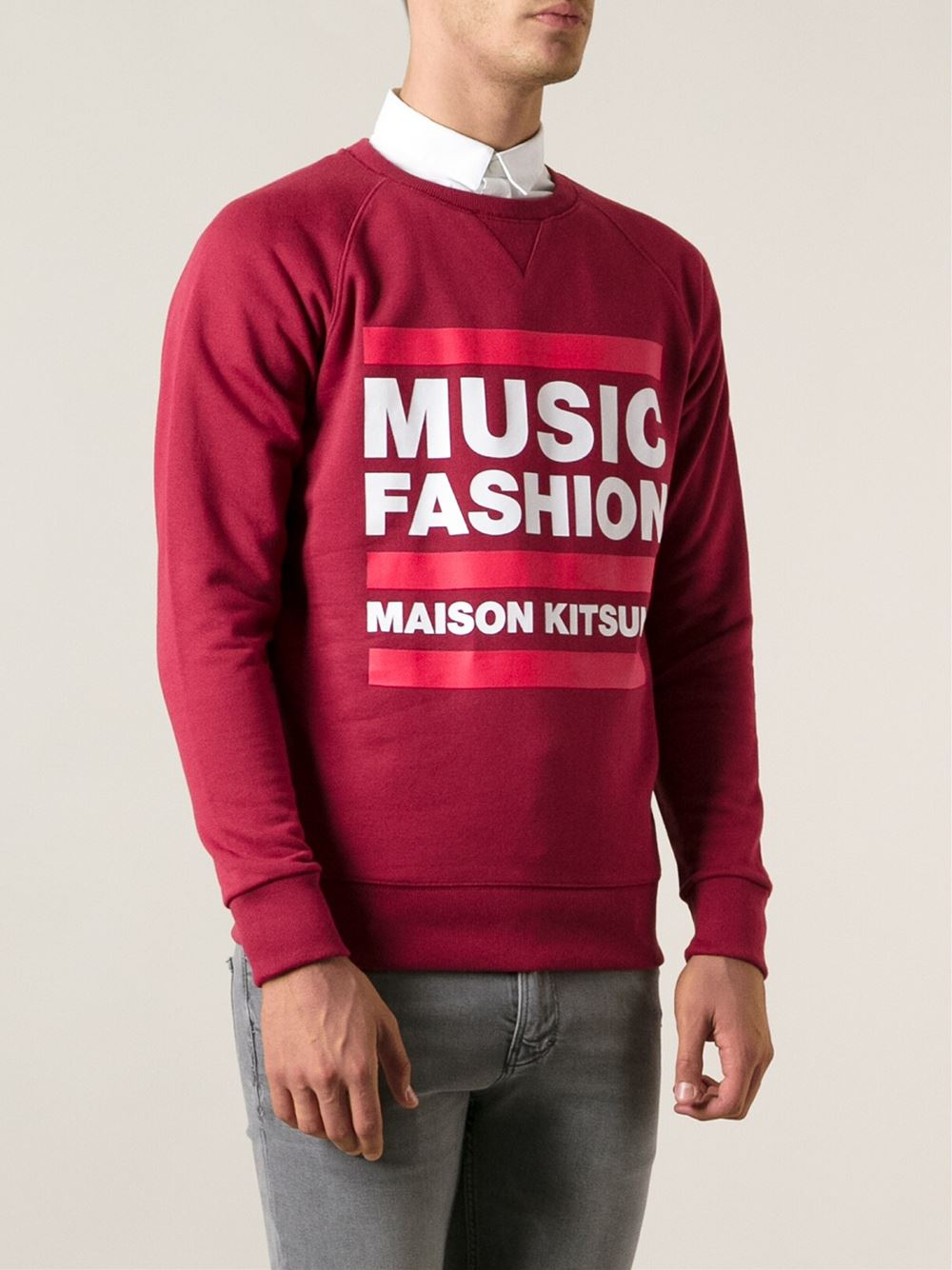 Lyst - Maison Kitsuné 'Music Fashion' Sweatshirt in Red for Men