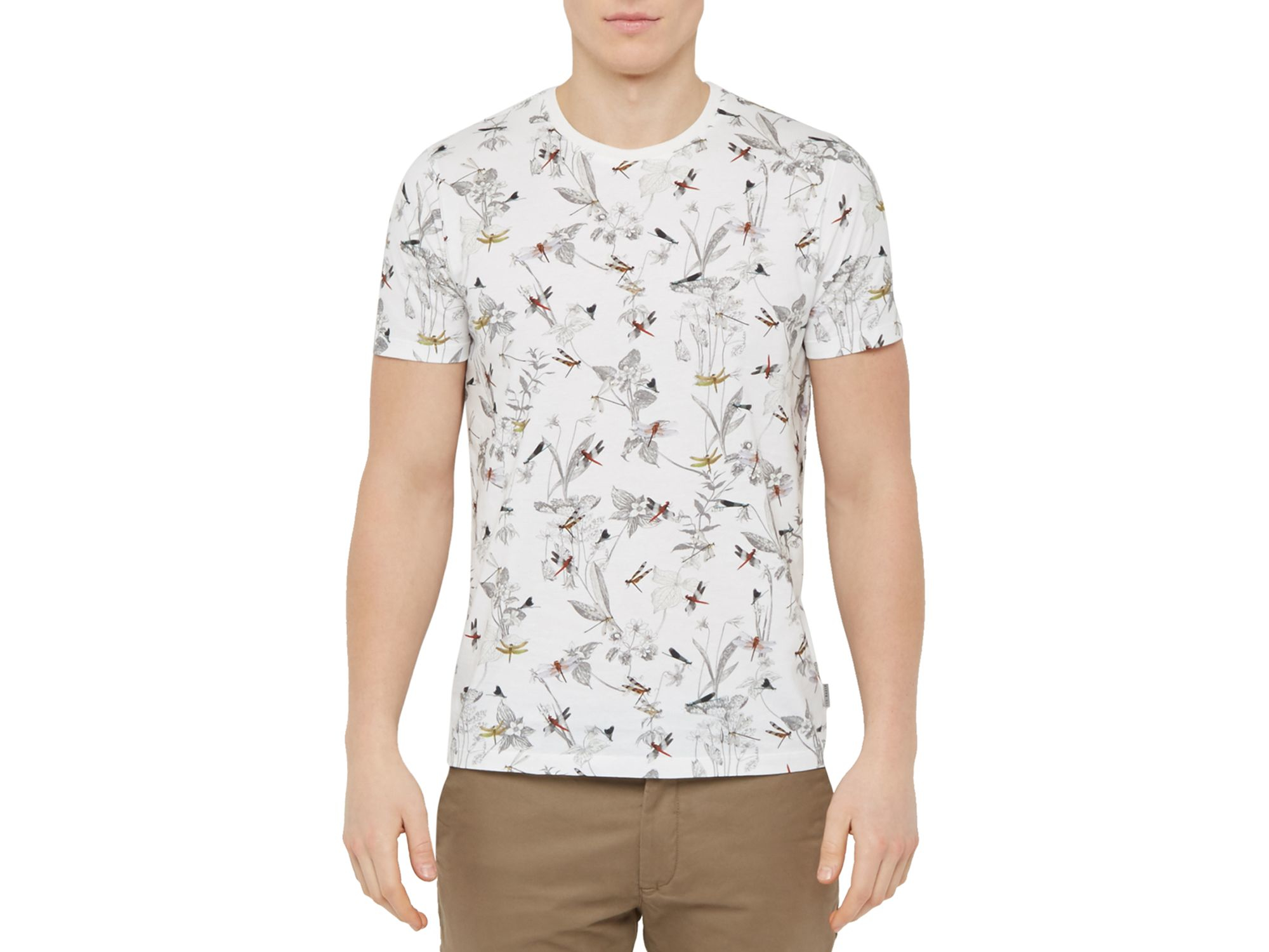 Lyst - Ted Baker Dragonfly Print T-shirt in White for Men