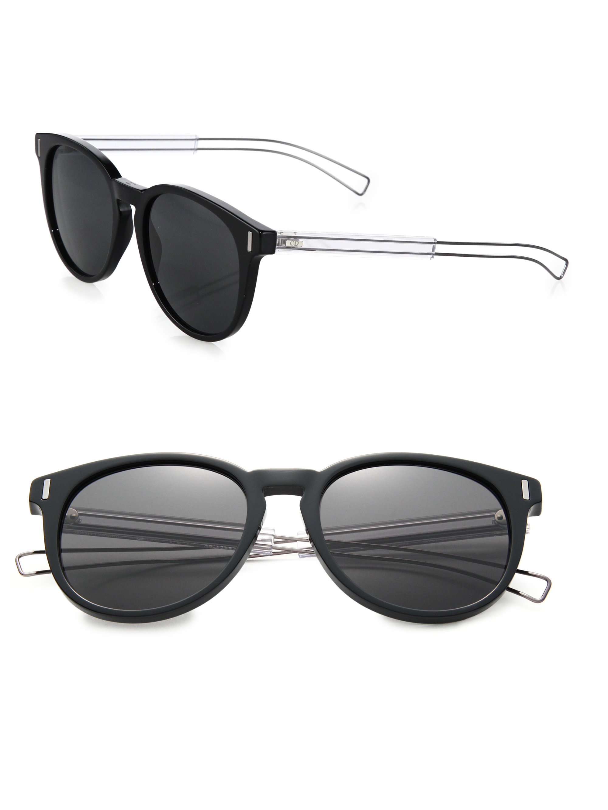Dior Homme 54mm Black Tie Round Sunglasses In Gray For Men Grey Lyst