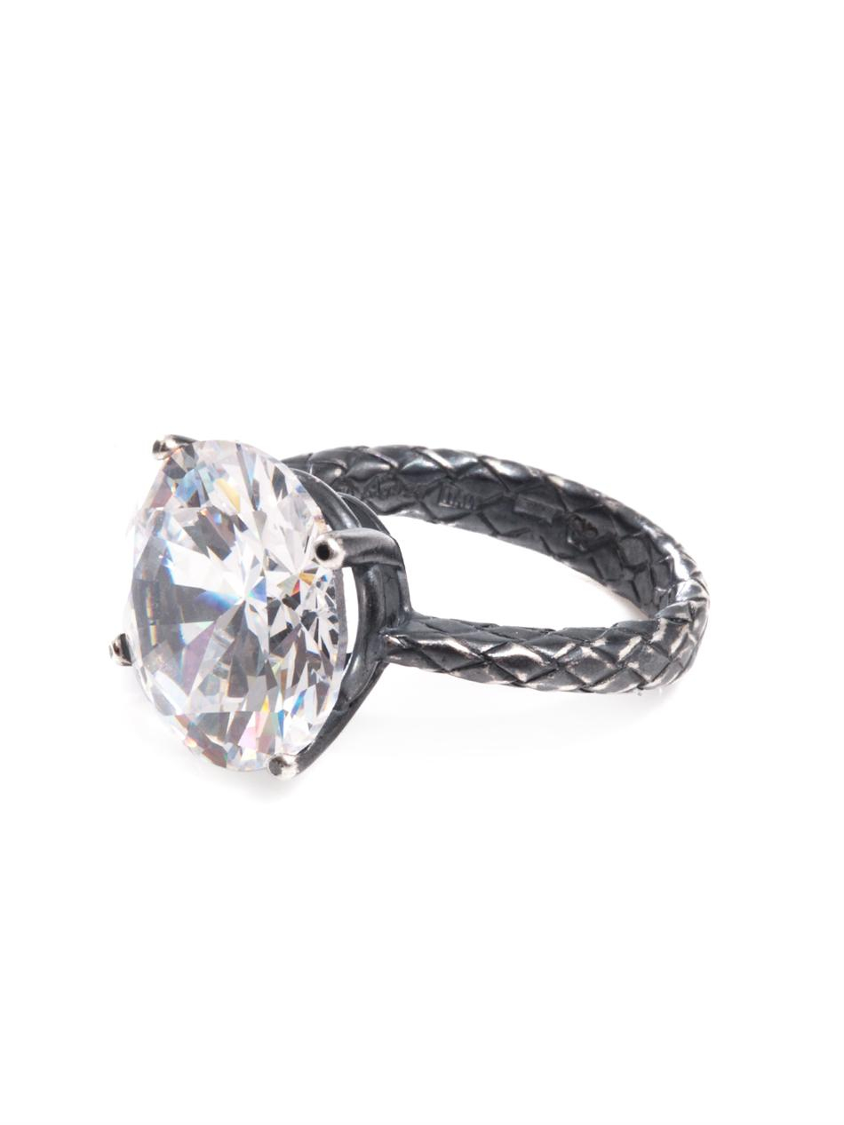 Lyst - Bottega Veneta Cubic Zirconia and Silver Ring in Metallic