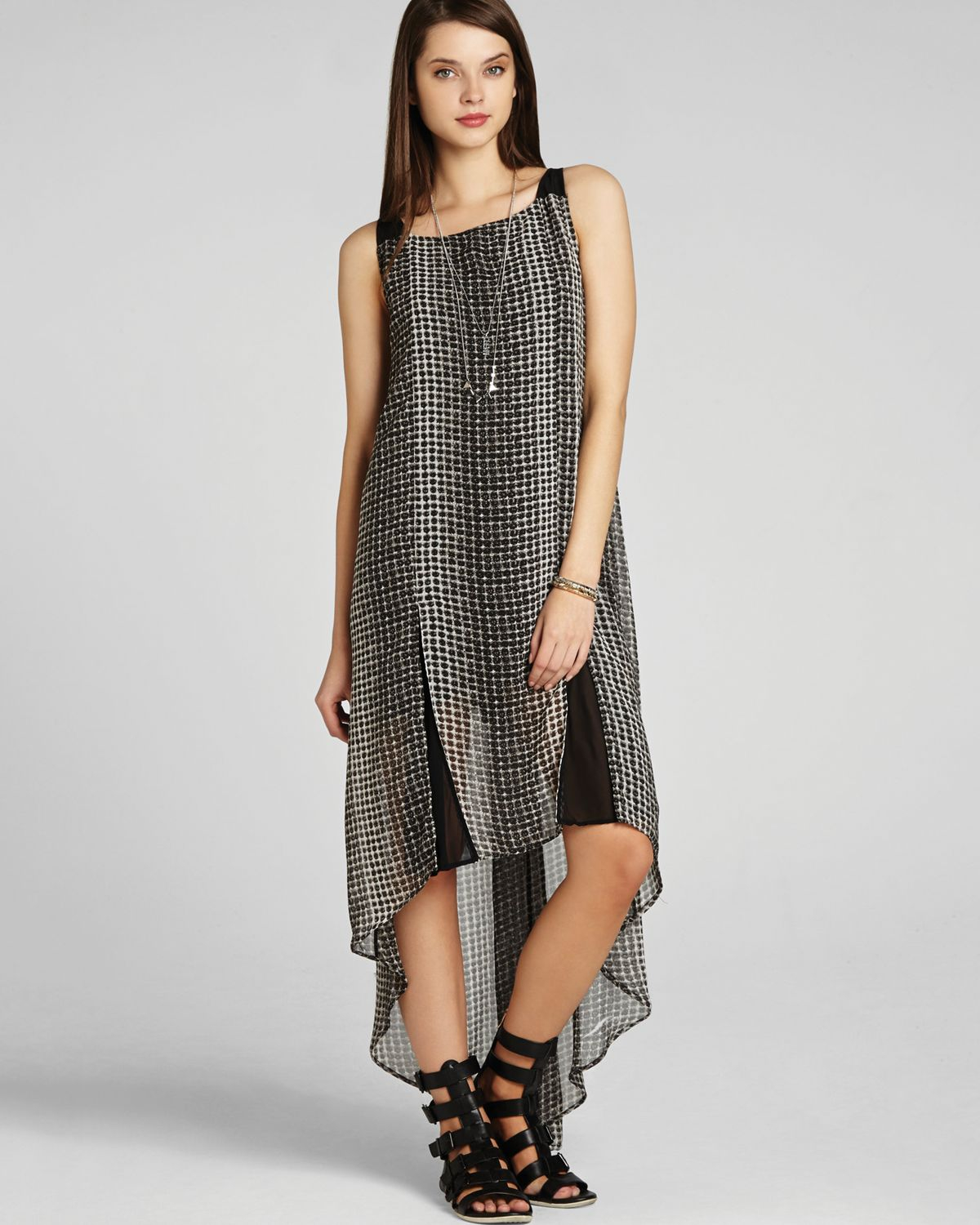 Bcbgeneration Dress Chiffon Printed in Gray (Black Combo) | Lyst