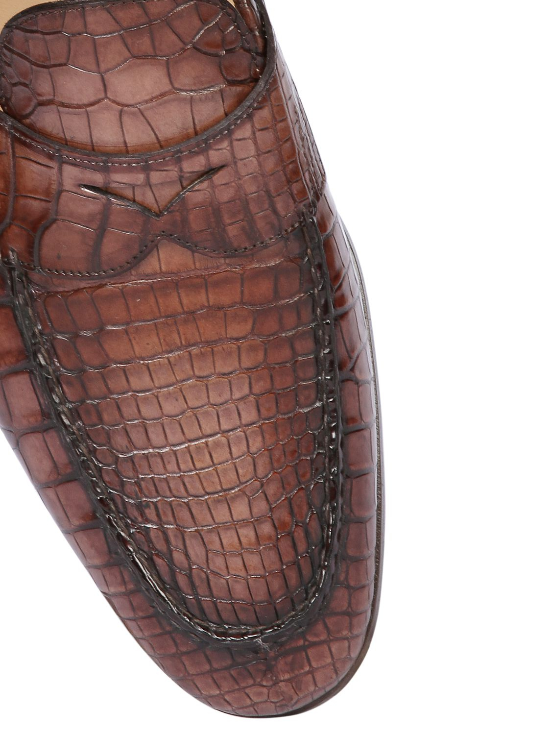 Lyst - Santoni Crocodile Penny Loafers in Brown for Men