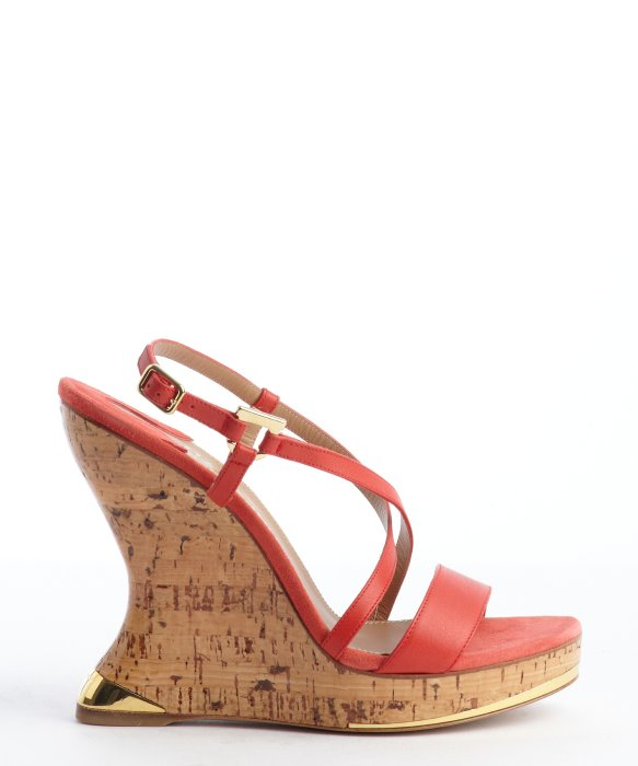Lyst - Ferragamo Lava Leather Open Toe Cork Heel 'shade' Sandals in Red