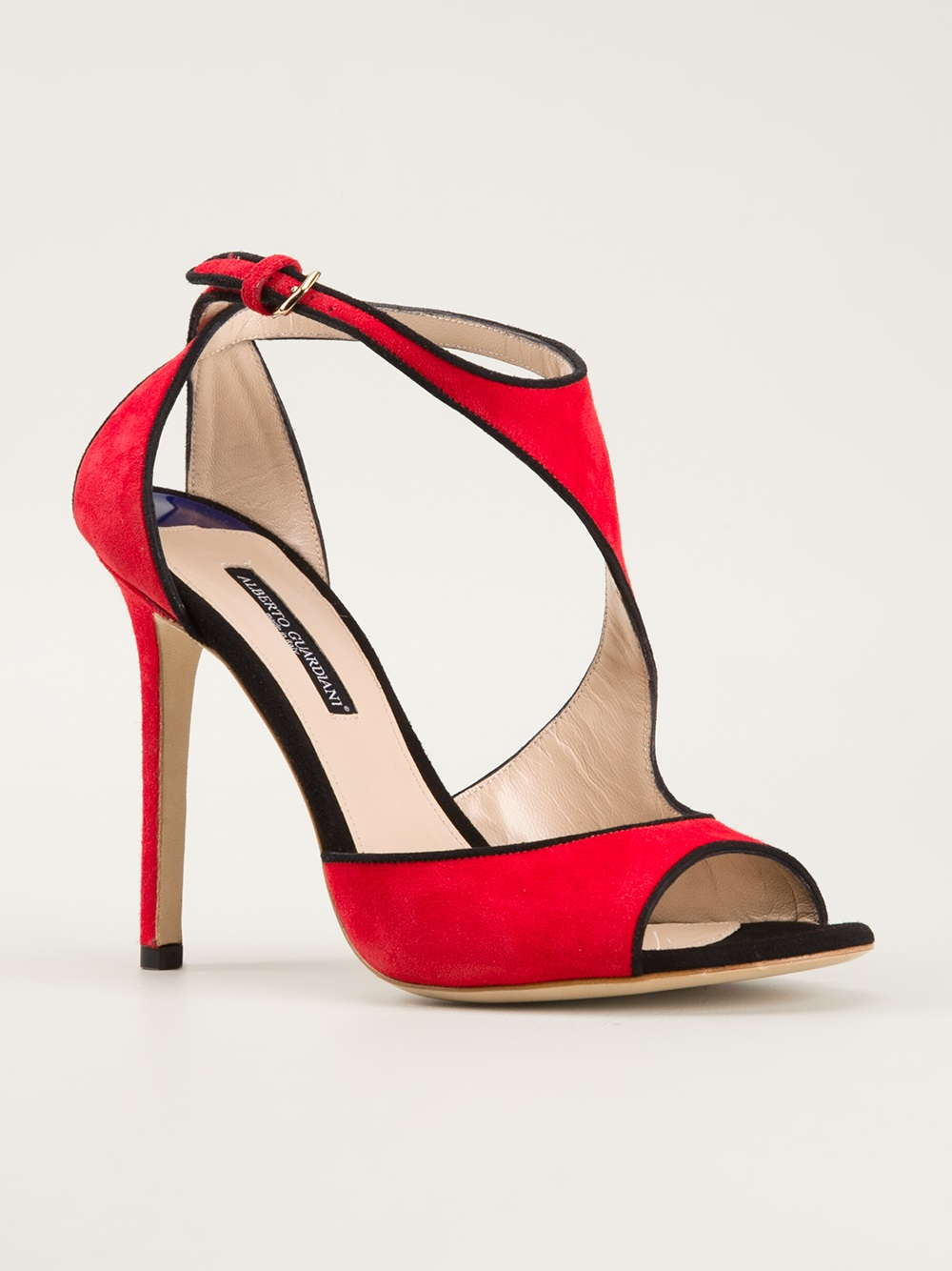 Lyst - Alberto Guardiani Curved Straps Sandal in Red