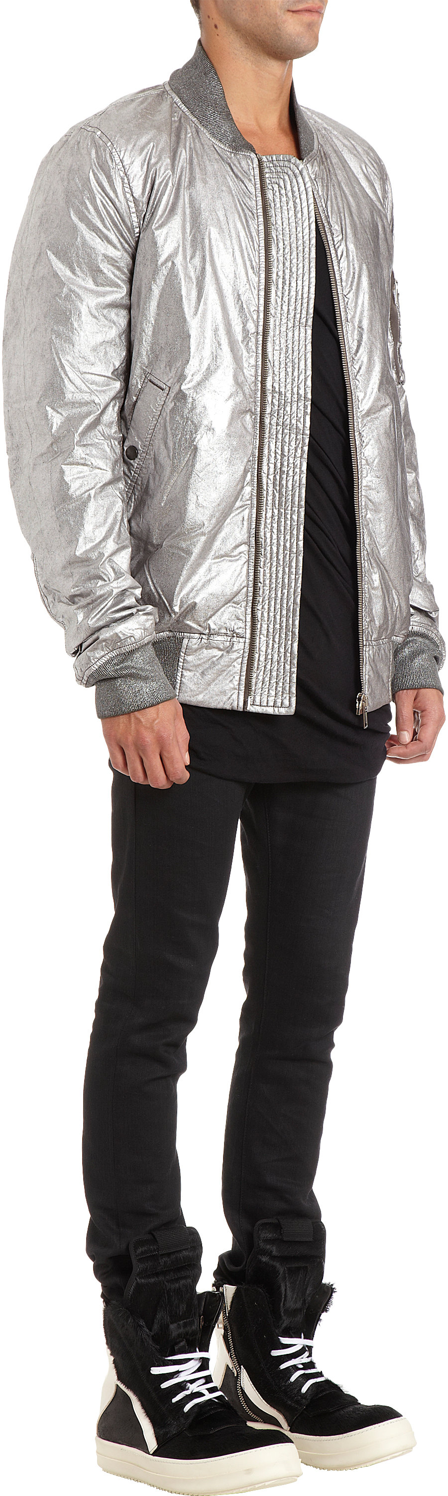 Lyst - Drkshdw By Rick Owens Bomber Jacket in Silver in Metallic for Men