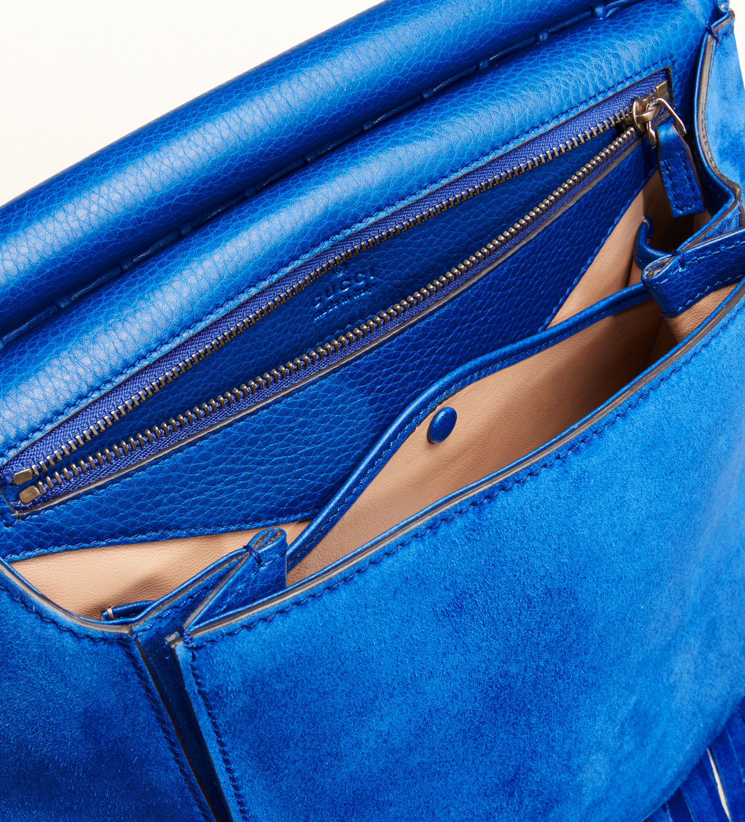 Gucci Nouveau Fringe Suede Shoulder Bag in Blue | Lyst