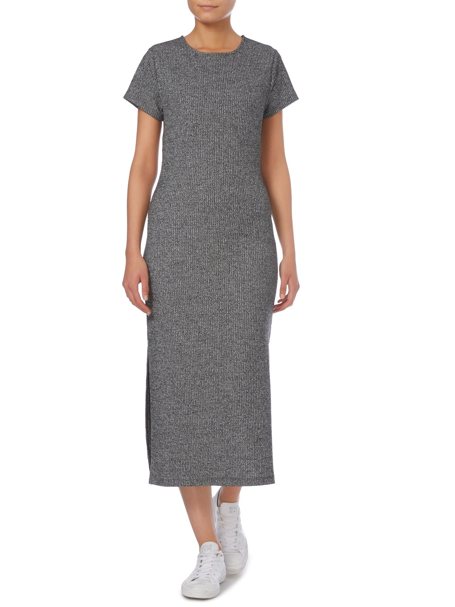 Vila Short Sleeved Crew Neck Midi Tshirt Dress In Gray Lyst vila-short-sleeved-crew-neck-midi-tshirt-dress-in-gray-lyst