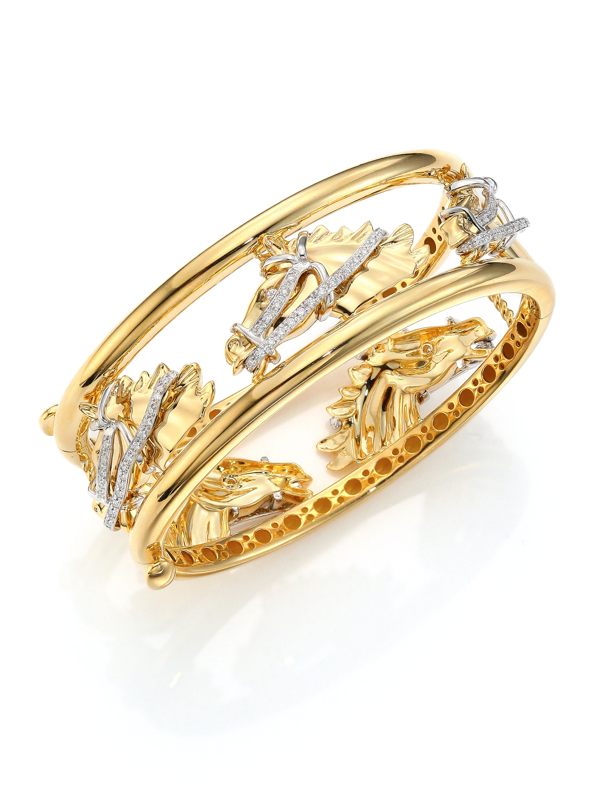 Roberto coin Cheval Diamond, 18k Yellow Gold & 18k White Gold Bangle ... Roberto coin Cheval Diamond, 18k Yellow Gold & 18k White Gold Bangle ...