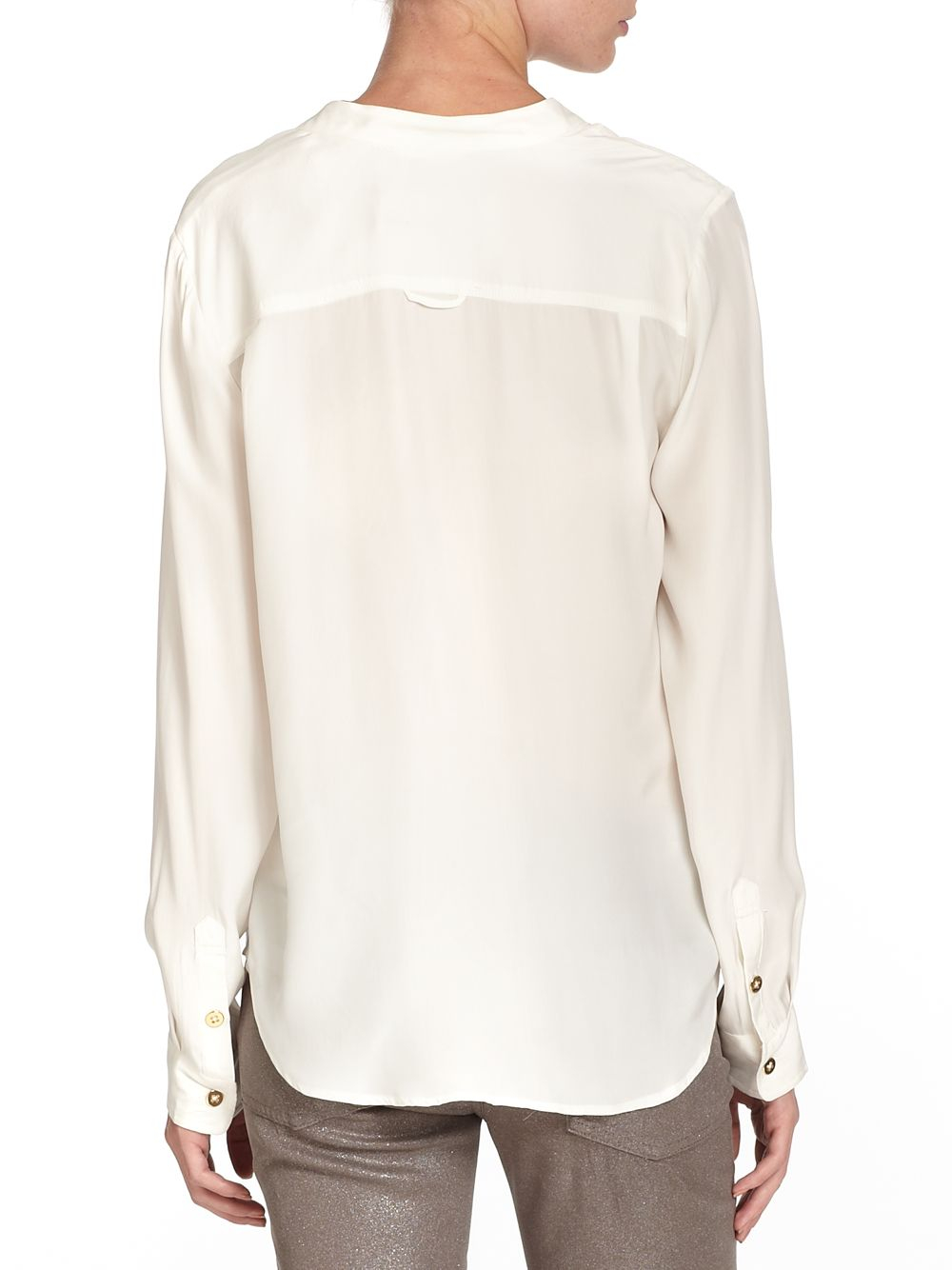 Lyst - 7 for all mankind Silk Asymmetrical Button Blouse in White