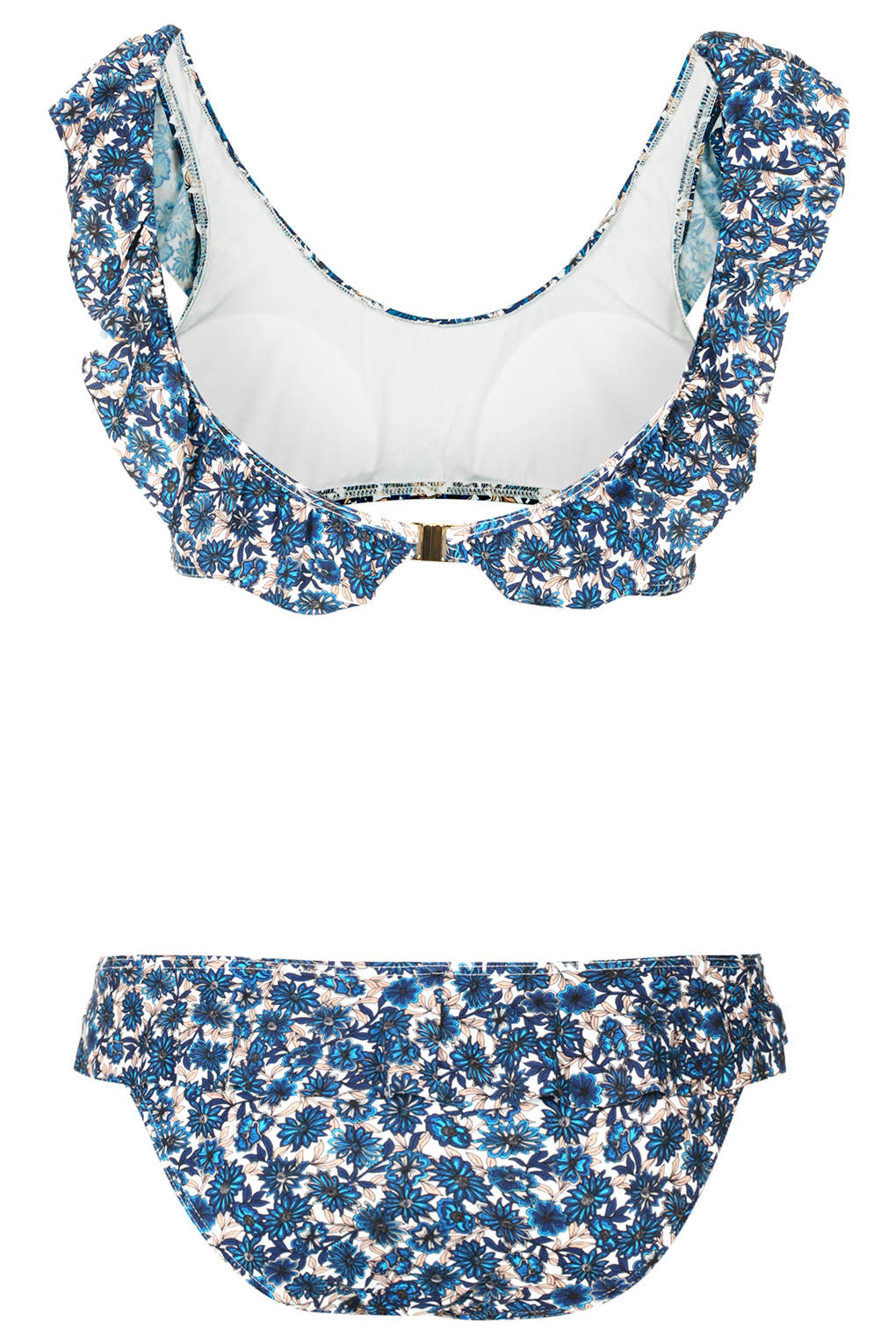 Jaded london Petite Palm Print Twist Strap Swimsuit in Blue | Lyst