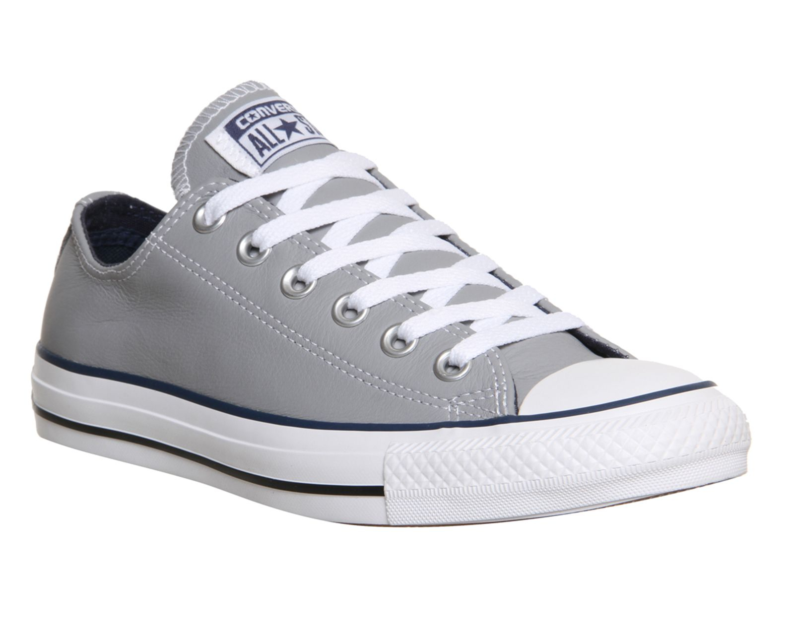 Converse Allstar Low Leather Trainer In Gray Grey Lyst Converse Allstar Low Leather Trainer In Gray Grey Lyst
