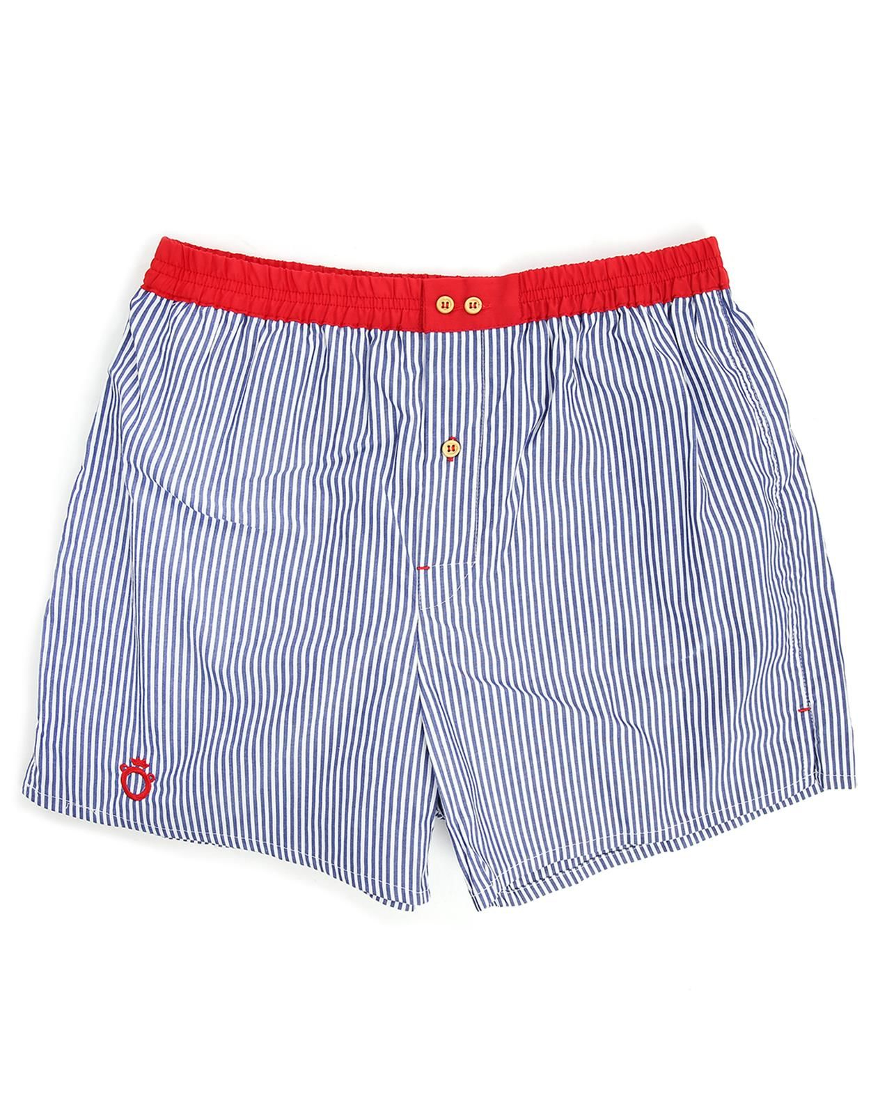 Dagobear Blue Striped Boxer Shorts With Red Waistband in Blue for Men ...
