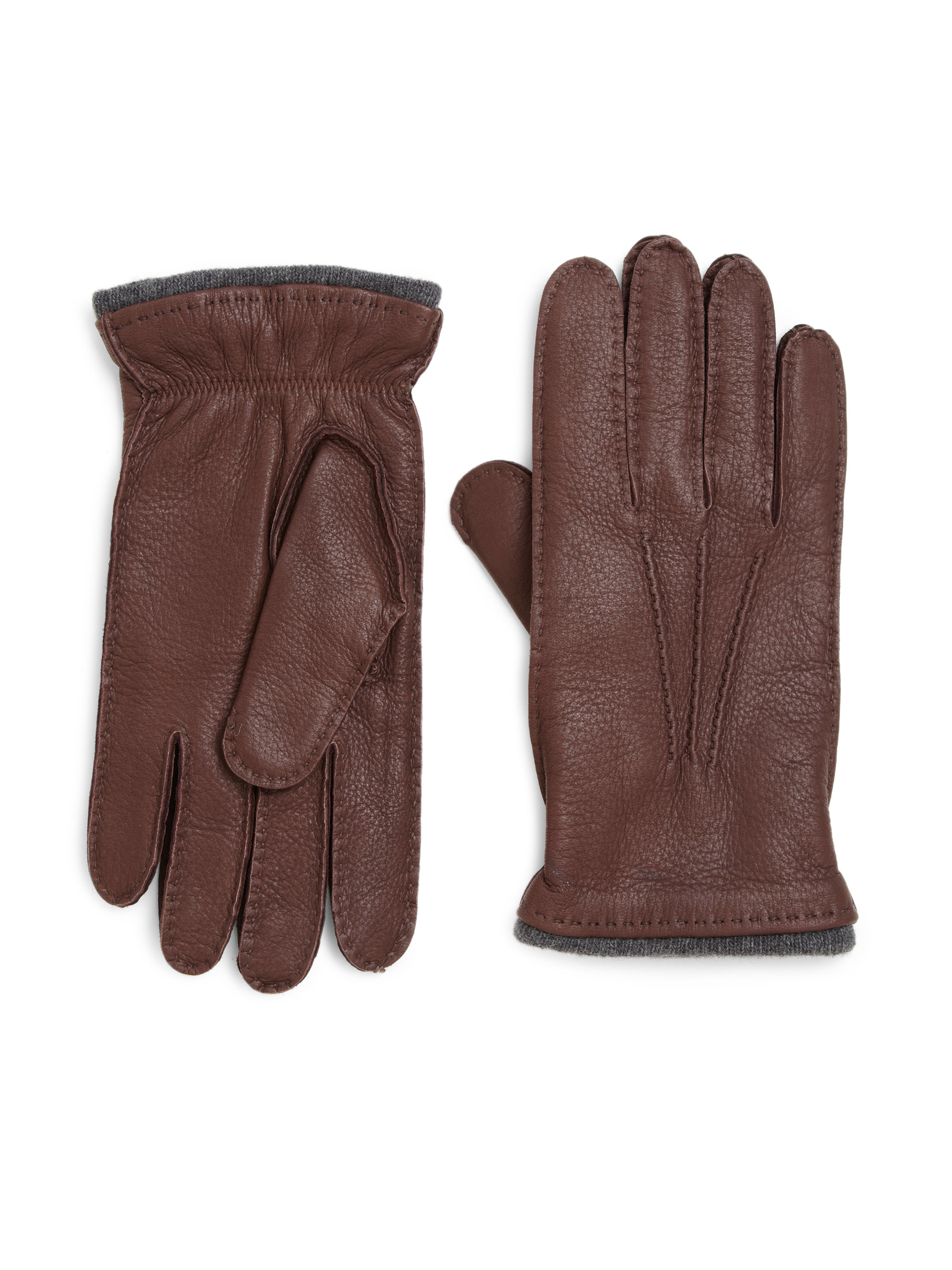 Saks fifth avenue Deerskin Leather Gloves in Brown for Men | Lyst