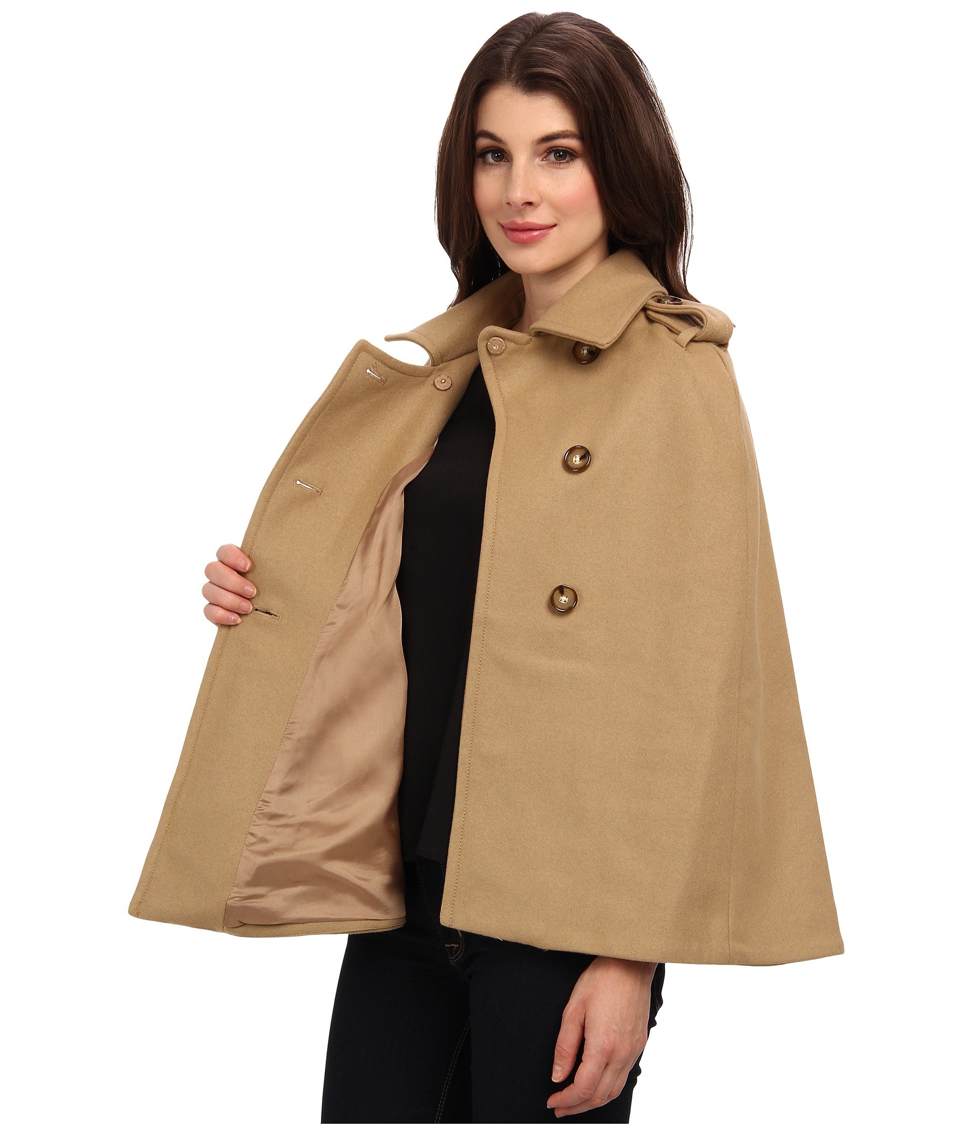 Lyst - MICHAEL Michael Kors Pea Coat Cape in Brown