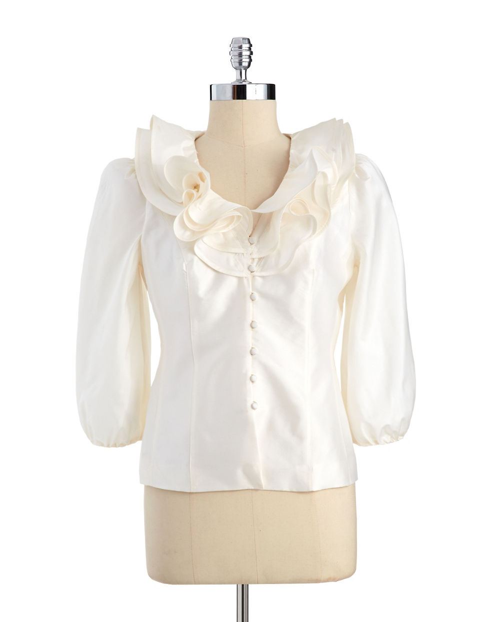 Lyst - Adrianna papell Ruffled Collar Blouse in White