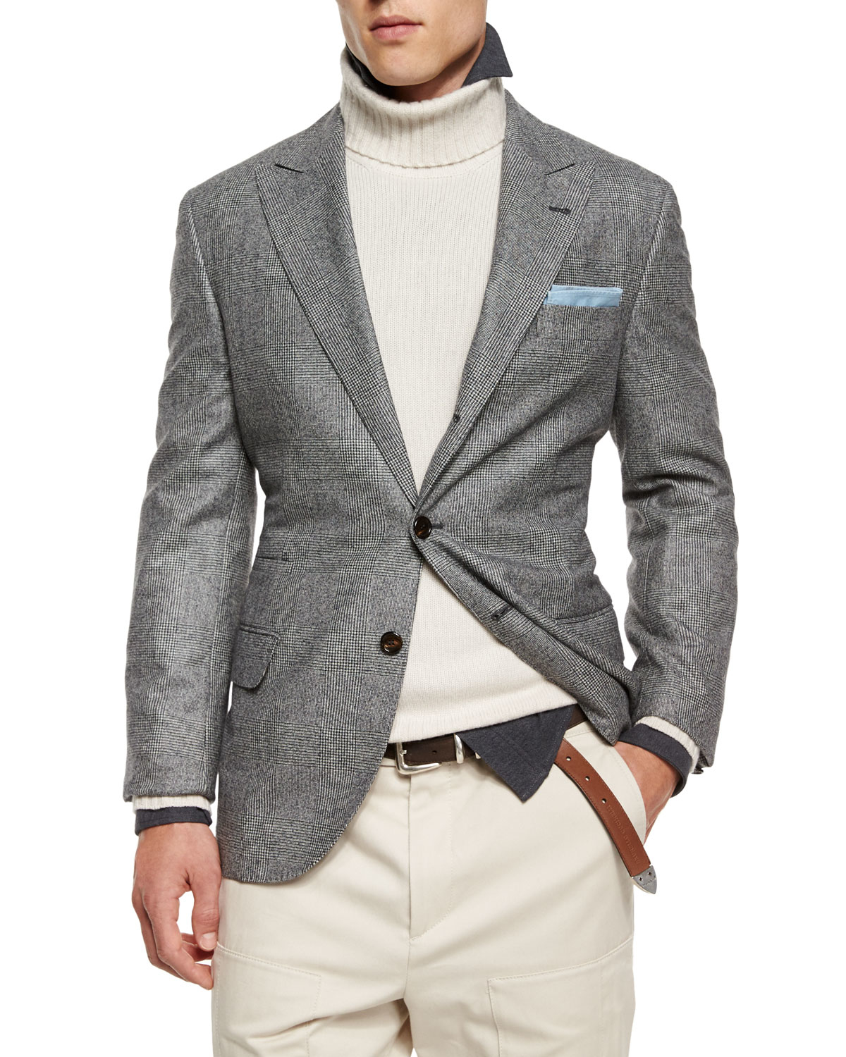 Brunello cucinelli Plaid Two-button Wool Sport Coat in Gray for Men | Lyst