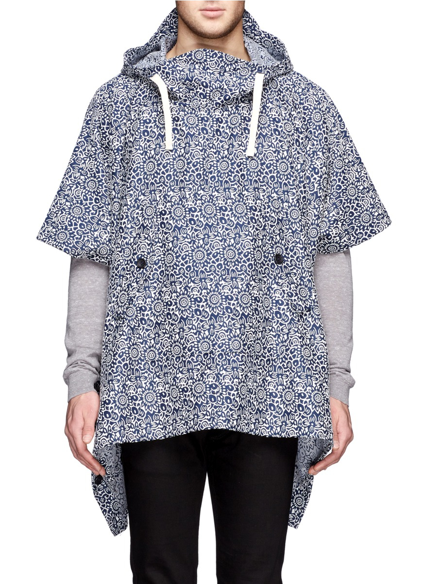 Lyst - Engineered Garments Floral Jaquard Poncho Jacket in Blue for Men