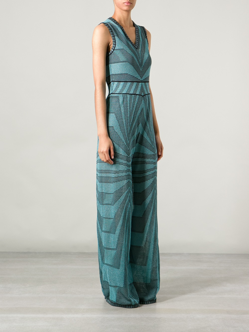Lyst - M Missoni Metallic Knit Jumpsuit in Blue