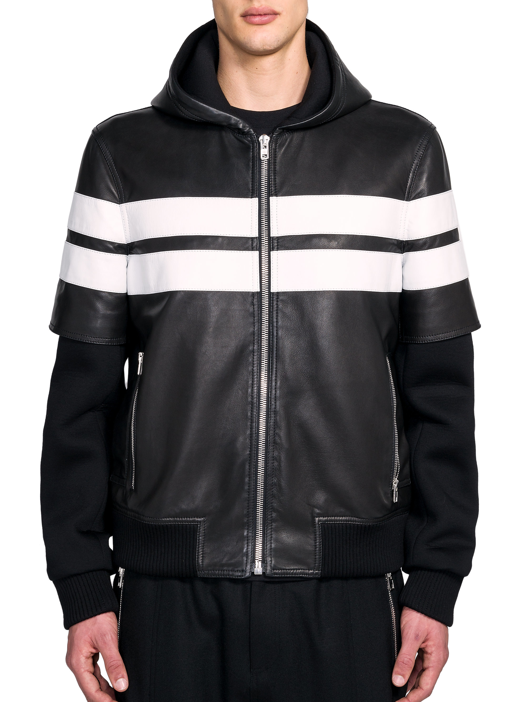 Lyst - Givenchy Hooded Leather Jacket in Black for Men