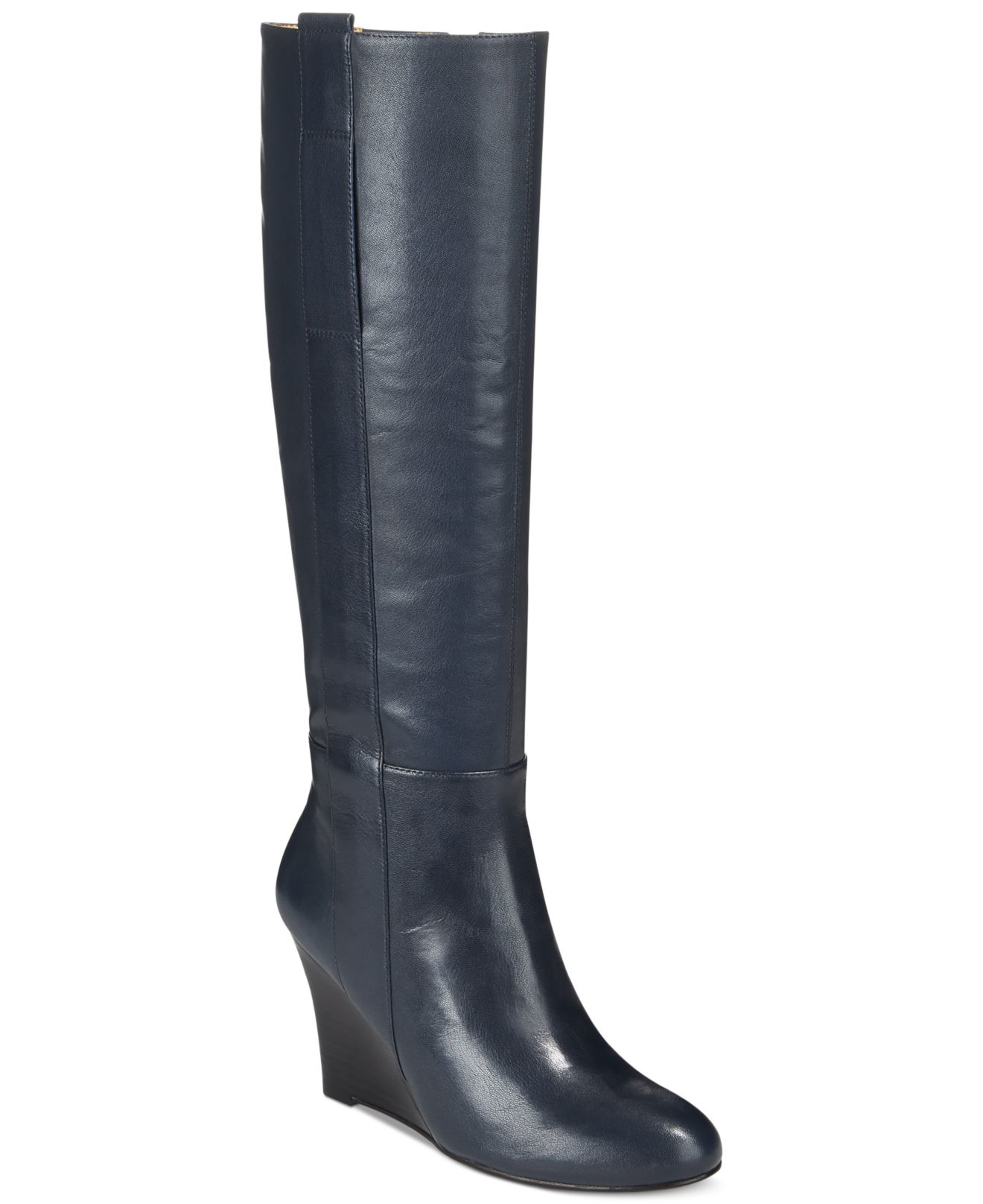 Nine West Oran Tall Wedge Boots in Blue - Lyst