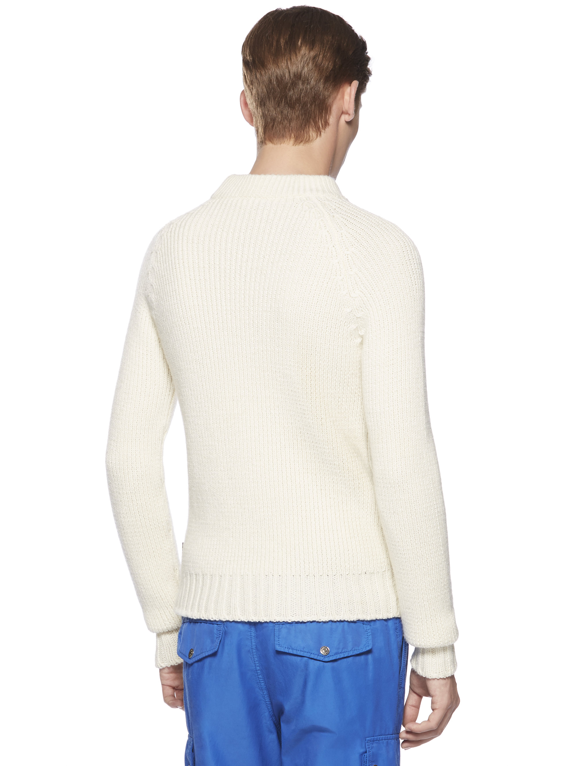 Gucci Wool Knit High Neck Sweater in White for Men - Lyst
