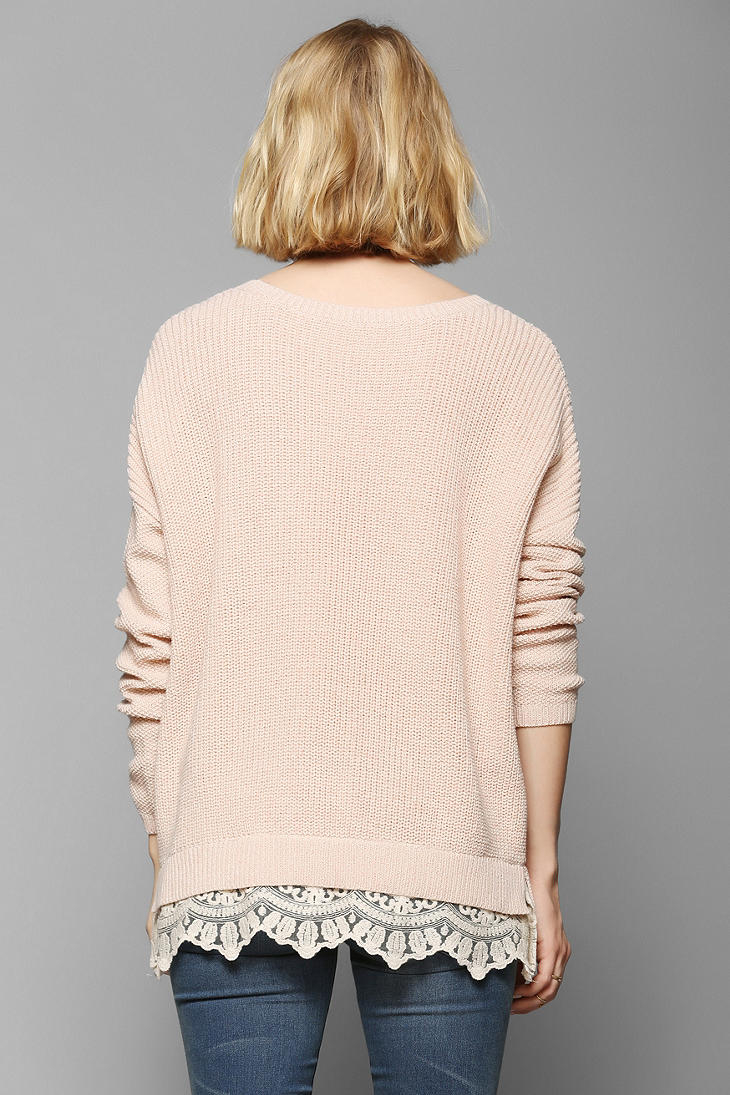 Lyst Pins And Needles Lacetrim Sweater In Pink