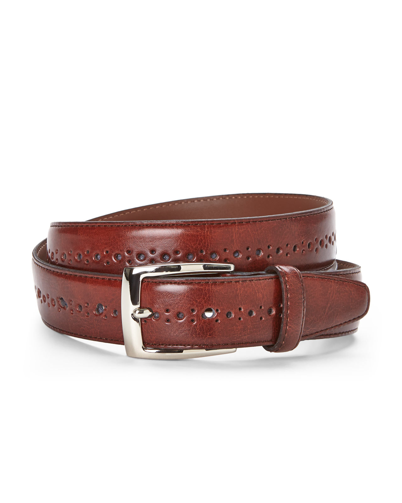 Lyst - Bosca Perforated Leather Belt in Brown for Men