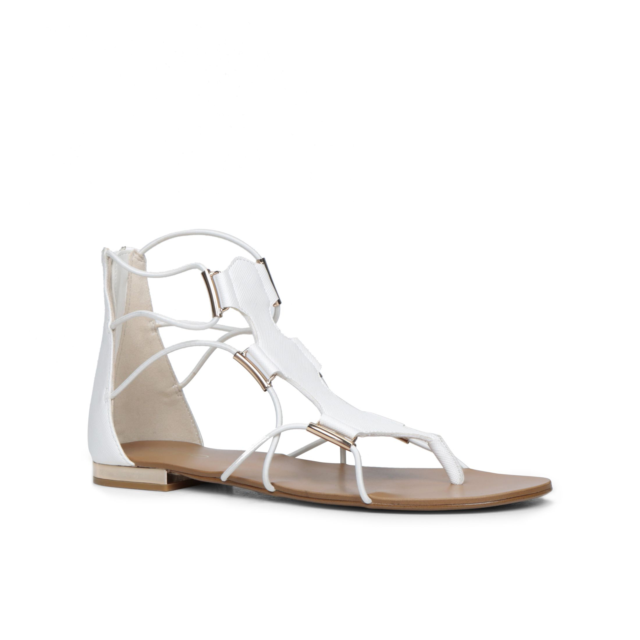Aldo Zeanna Flat Strap Sandals in White | Lyst Aldo Zeanna Flat Strap Sandals in White | Lyst
