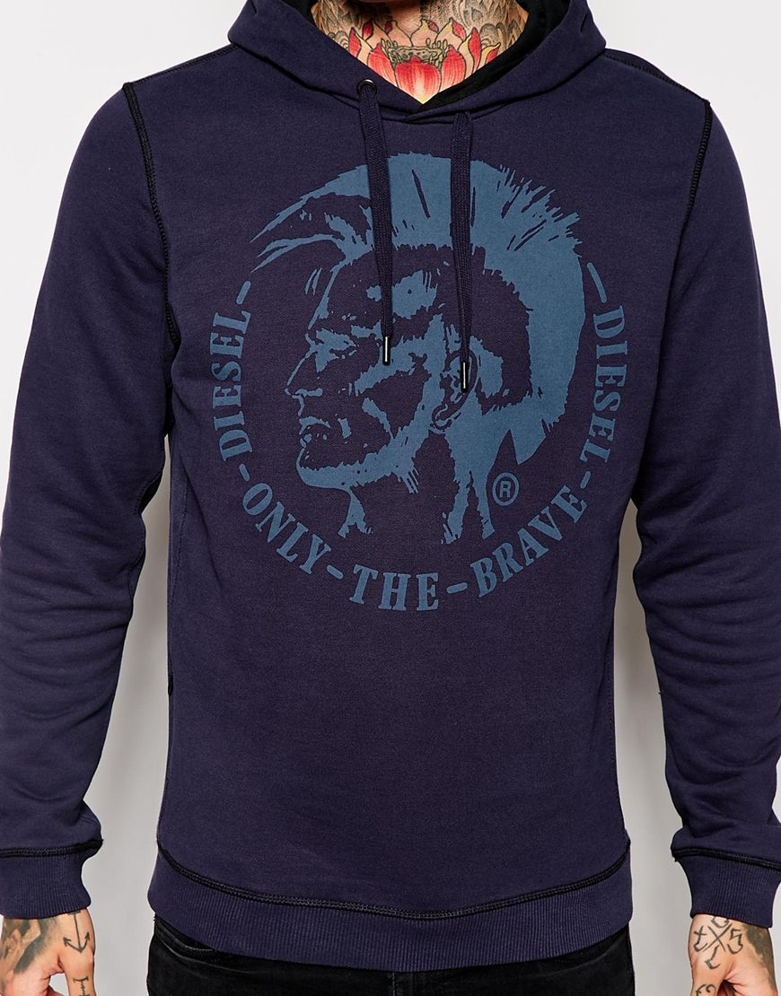 DIESEL Hooded Sweatshirt Suzanne with Only The Brave Logo in Navy (Blue ...