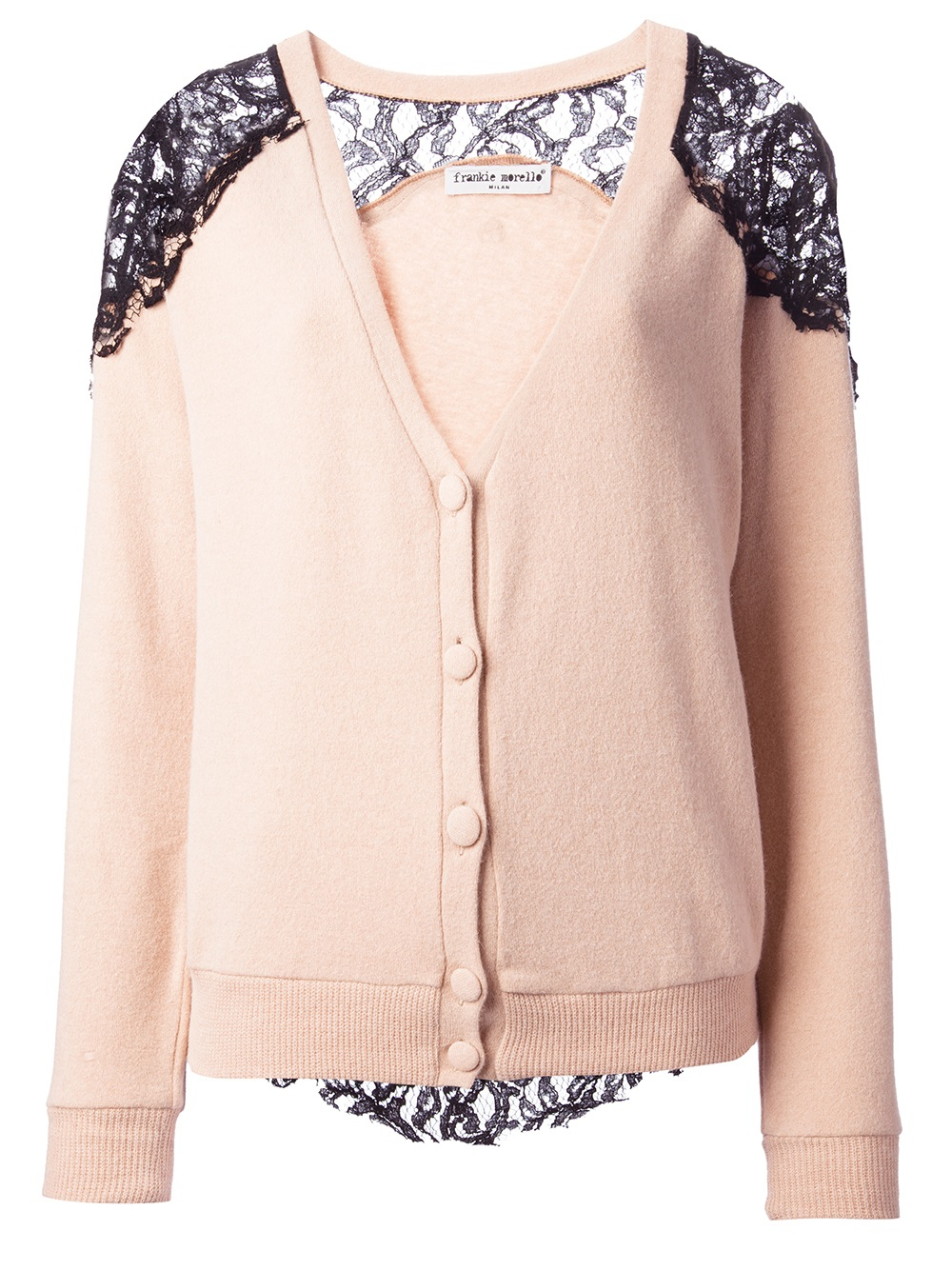 Lyst - Frankie morello Lace Cardigan in Natural