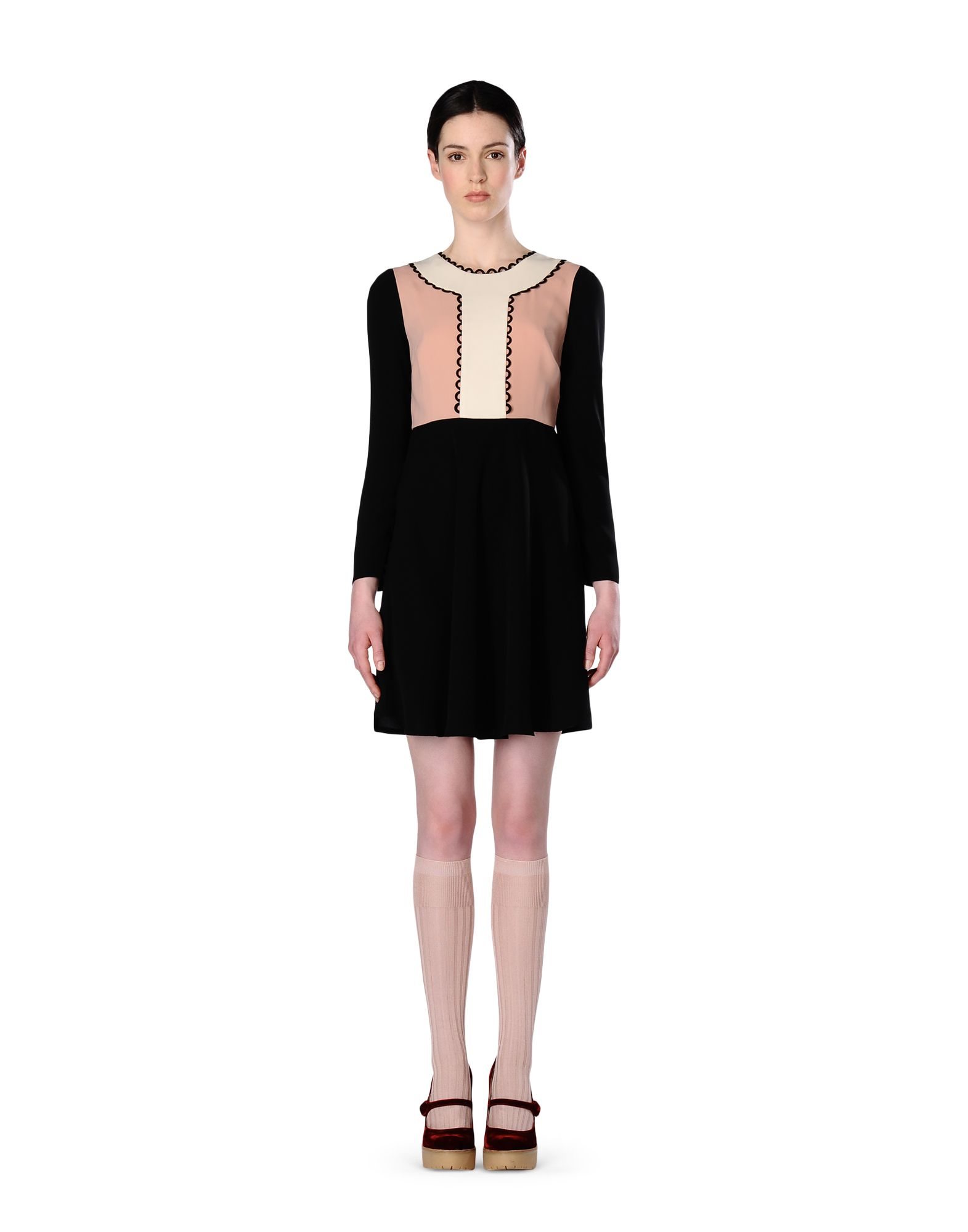 Red Valentino Piped Scalloped Flared Dress In Black Lyst