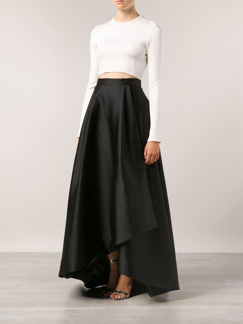 Alberta Ferretti Duchesse High Low Skirt In Black Lyst
