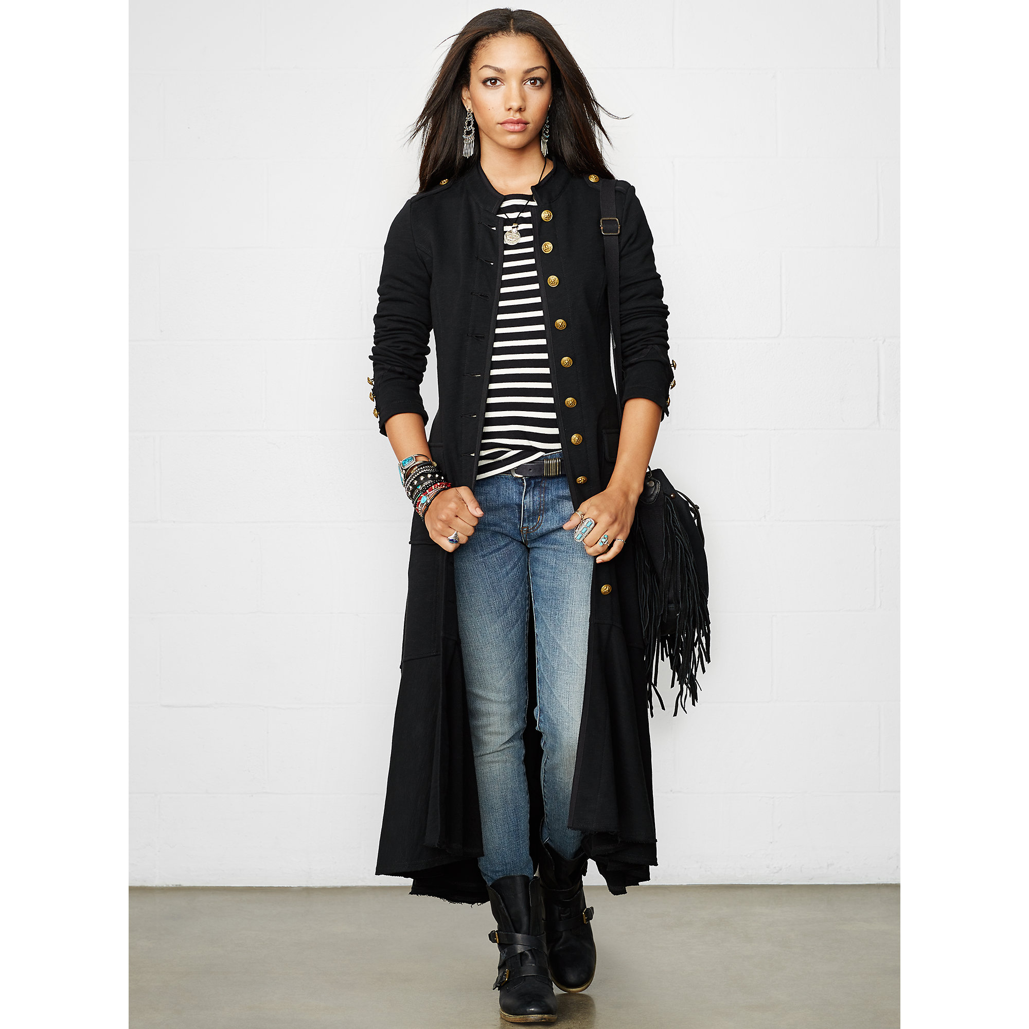Lyst - Denim & Supply Ralph Lauren Long Cotton Officer'S Coat in Black
