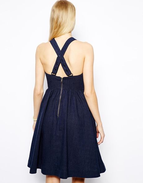 Ymc Summer Dress with Cross Back in Blue (Navy) | Lyst