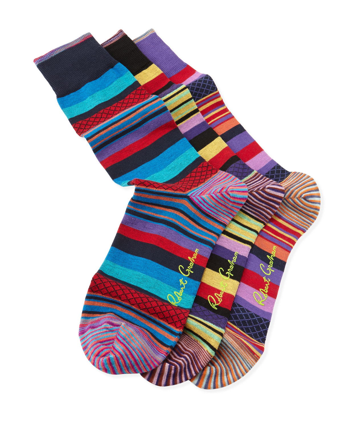 Robert Graham Merilon Striped Socks 3 Pairs in Multicolor for Men ...