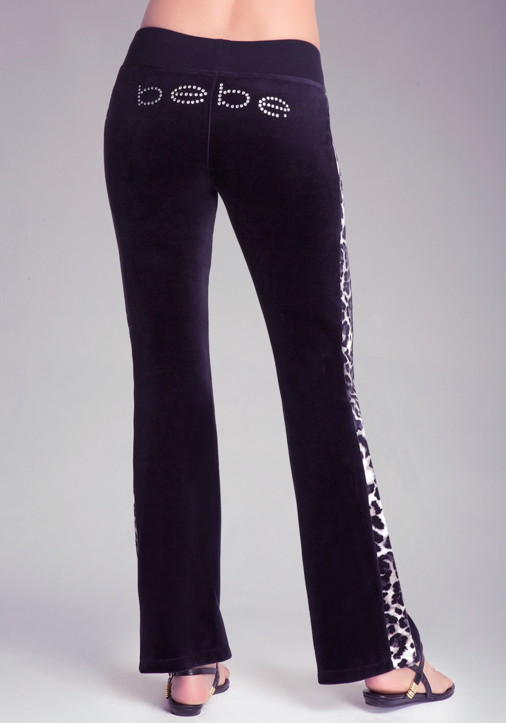 Bebe Side Panel Velour Pants In Black Lyst