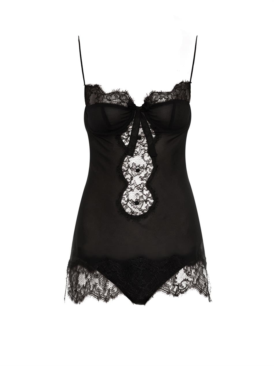Dolce And Gabbana Lace And Chiffon Balconette Bra Cami Top In Black