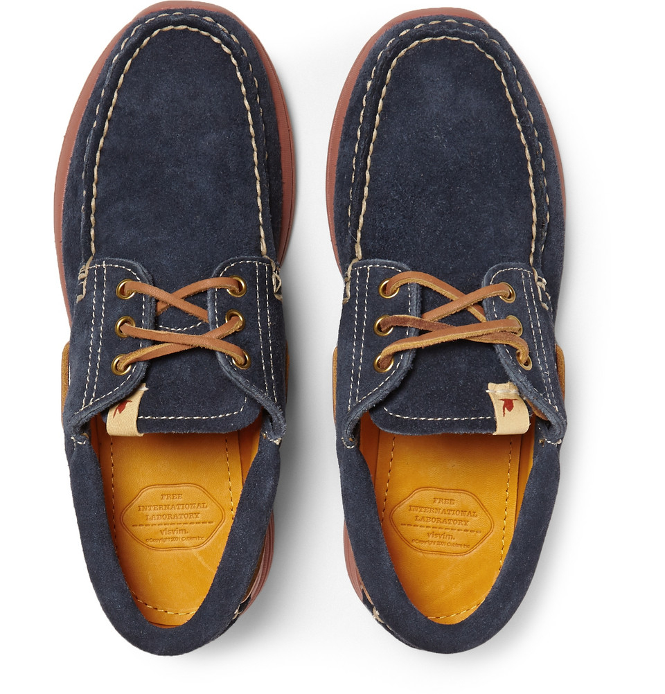 Visvim Americana Suede Deck Shoes in Blue for Men - Lyst