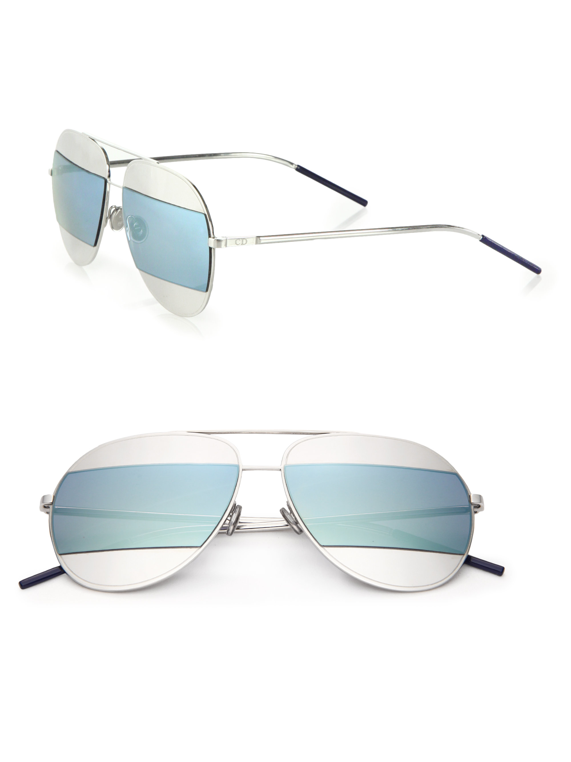 Dior Split1 59mm Metal Aviator Sunglasses In Metallic Lyst