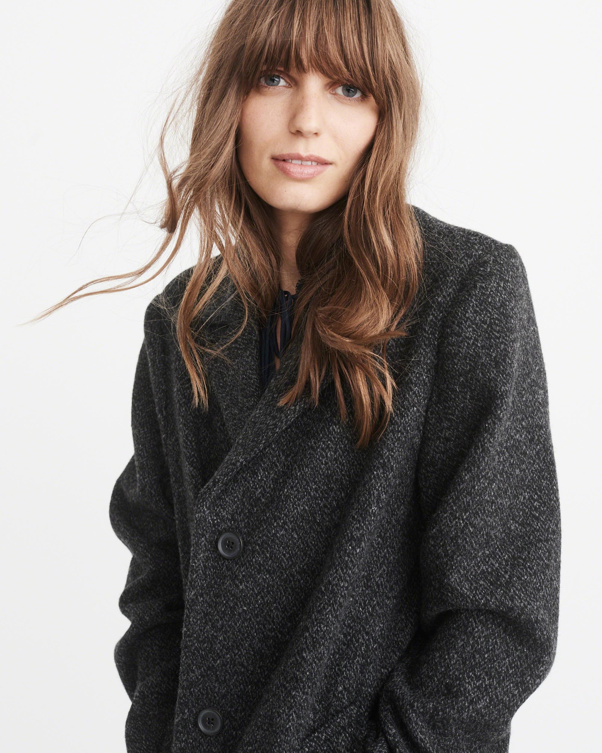 Lyst - Abercrombie & Fitch Long Wool-blend Coat in Gray Lyst - Abercrombie & Fitch Long Wool-blend Coat in Gray