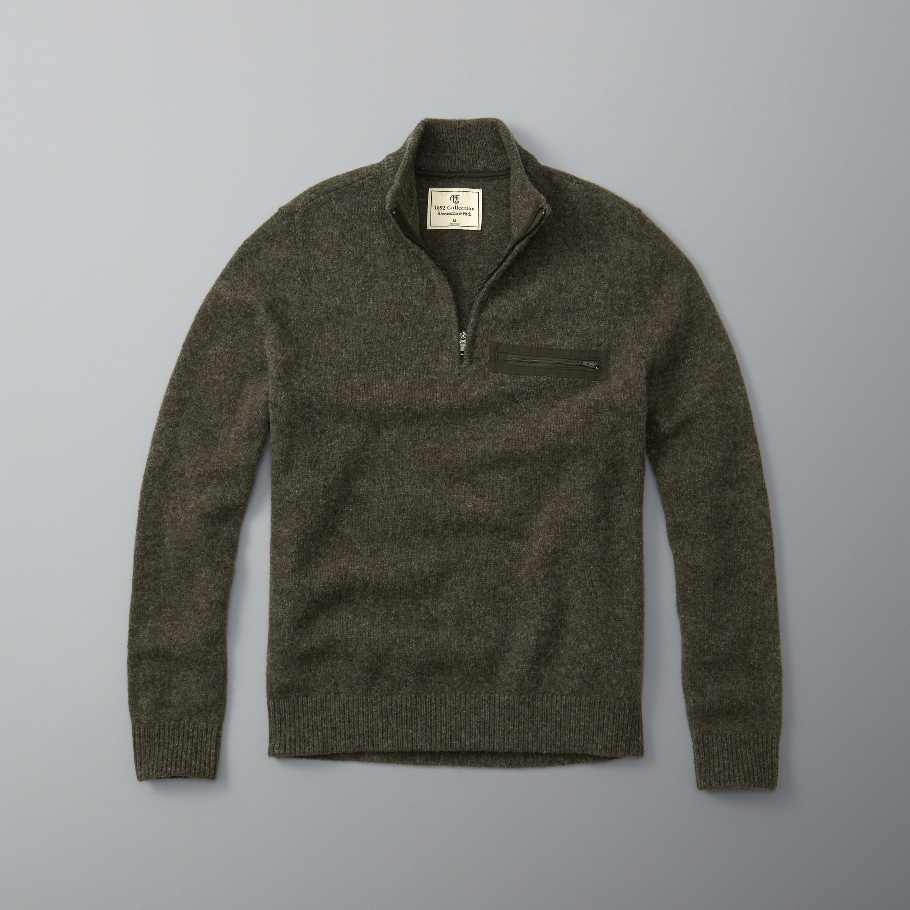 Lyst - Abercrombie & Fitch Wool Military Half-zip Sweater in Green for Men