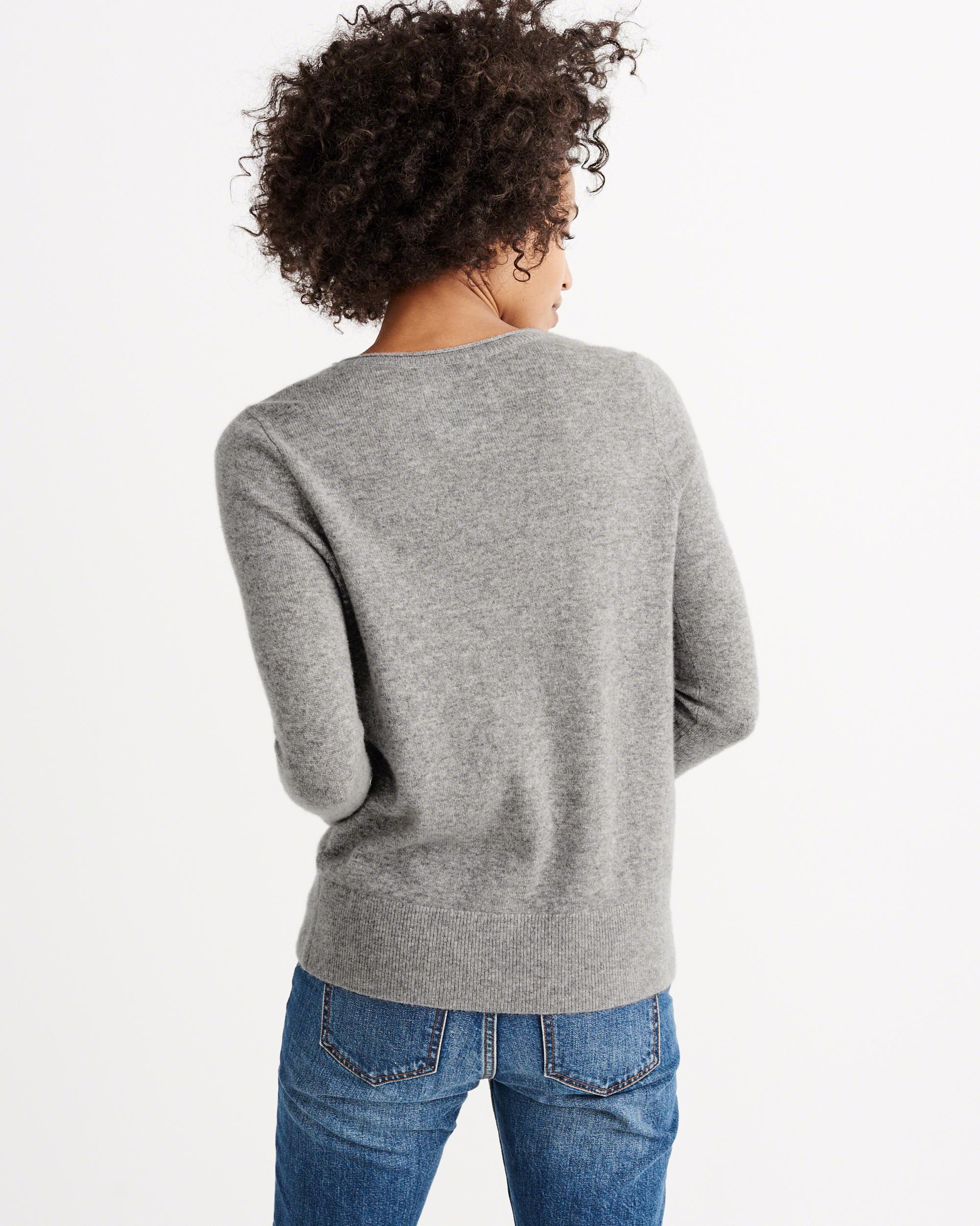 Lyst - Abercrombie & Fitch Cashmere Icon V-neck Sweater in Gray