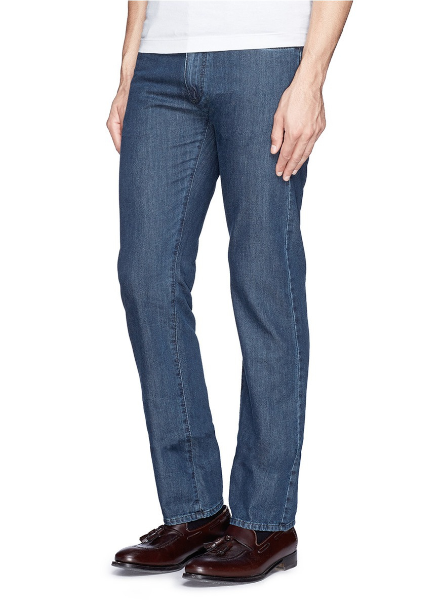 Lyst - Canali Washed Slim Fit Jeans in Blue for Men