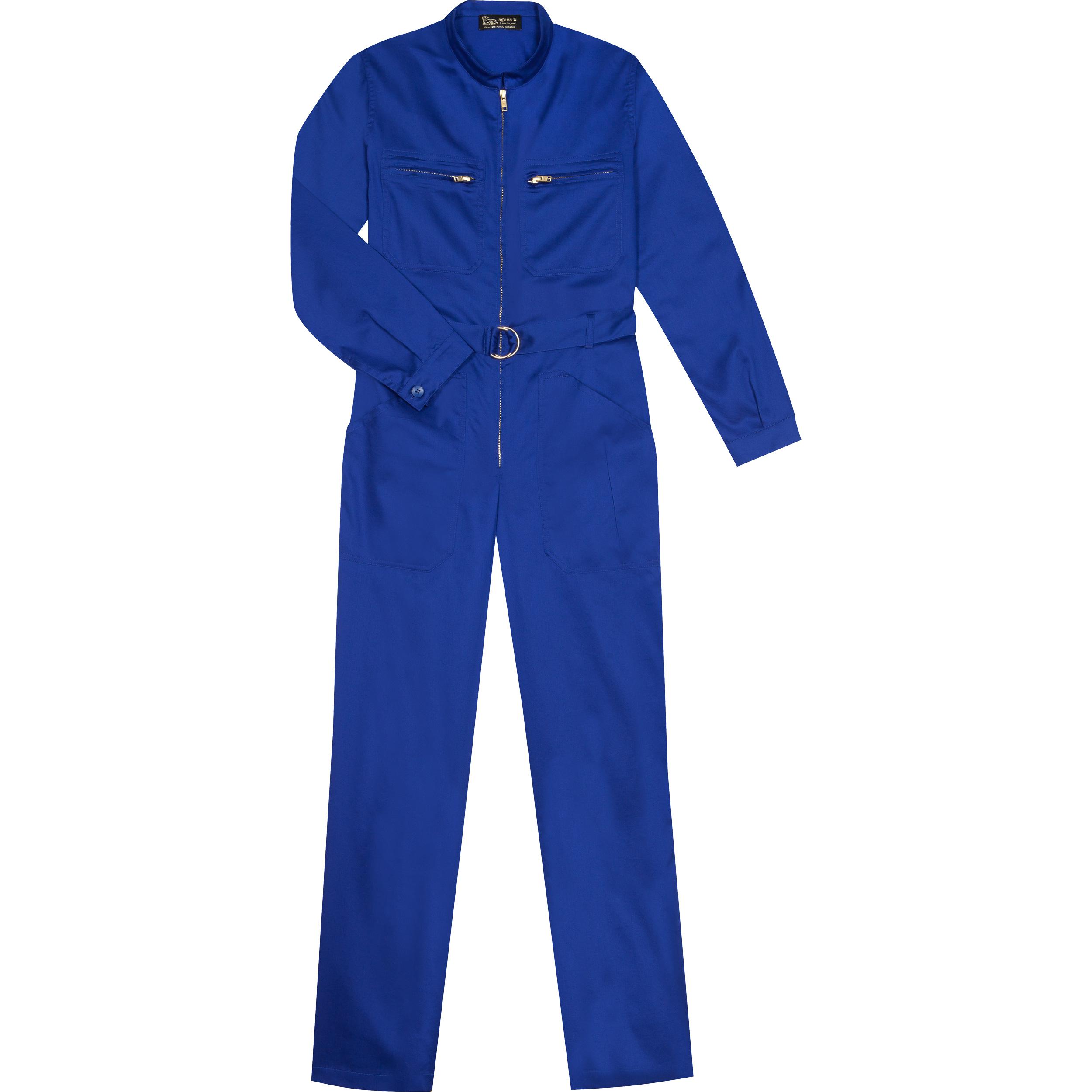 Lyst - agnès b. Blue Cotton Satin Kat Jumpsuit in Blue
