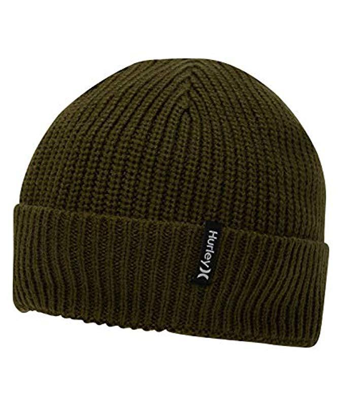 Hurley Stretch Knit Cuffed Slouchy Winter Beanie in Green for Men - Lyst