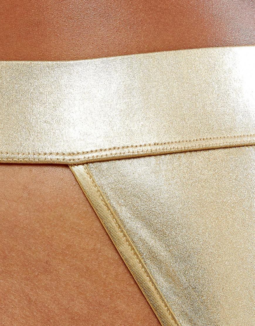 Lyst - Asos Swim Tanga Brief In Metallic Gold in Metallic for Men