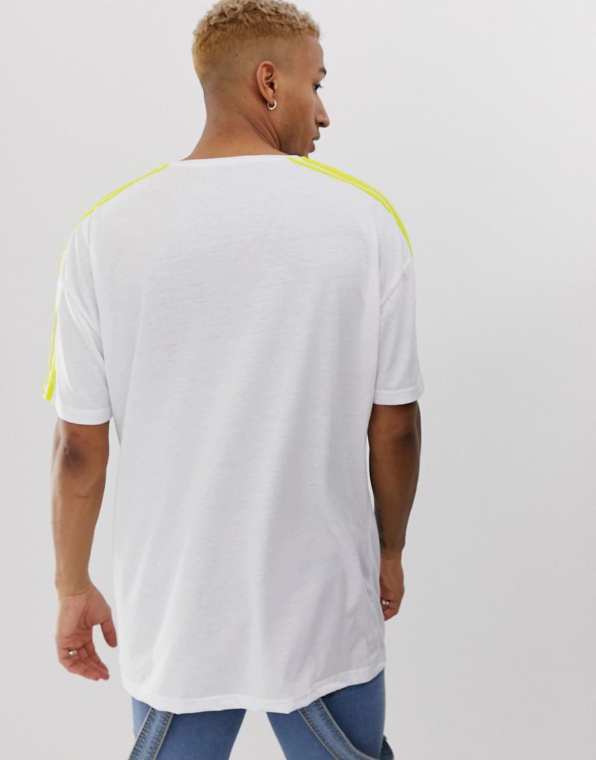 Liquor N Poker Oversized T-shirt In White With Neon Green Stripe in ...