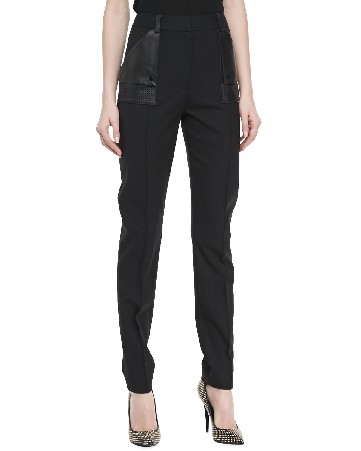 Jason Wu Faux Leather Patch Pocket Stovepipe Pants Black in Black | Lyst