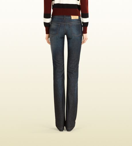 Gucci Blue Stonewashed Stretch Denim Flare Jean in Blue | Lyst