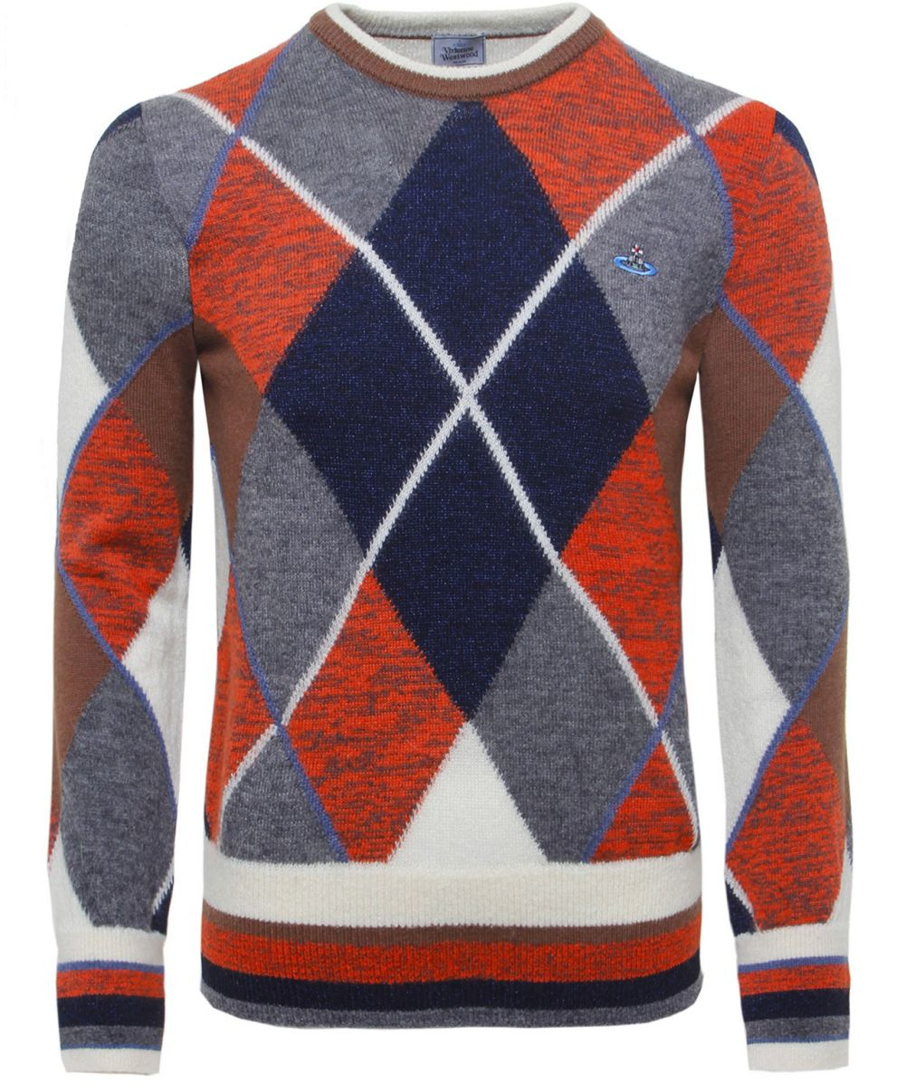 Lyst Vivienne Westwood Argyle Check Wool Jumper In Blue For Men